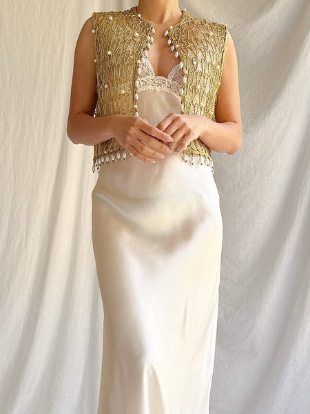 1960s Gold Beaded Top - S | G O S S A M E R