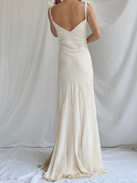 Vintage Chiffon Bow Bias Cut Gown - M/L | G O S S A M E R