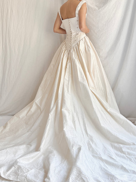 90s Silk Basque Waist Gown - M/8 | G O S S A M E R
