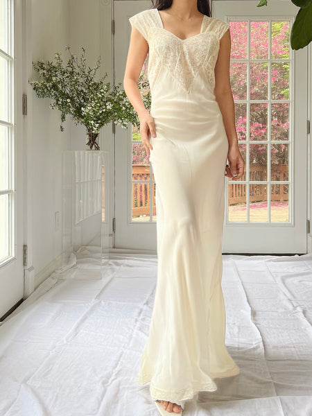 1930s Ivory Rayon Slip with Lace - M | G O S S A M E R