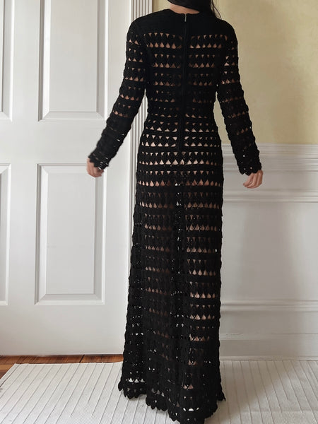 Vintage Black Crochet Dress - M | G O S S A M E R