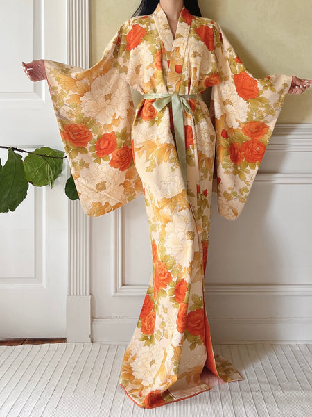 Vintage Silk Fall Florals Kimono - OSFM | G O S S A M E R