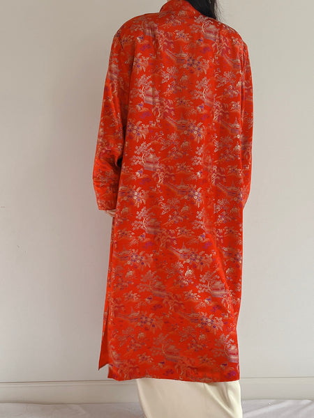 1960s Red Brocade Duster - M | G O S S A M E R