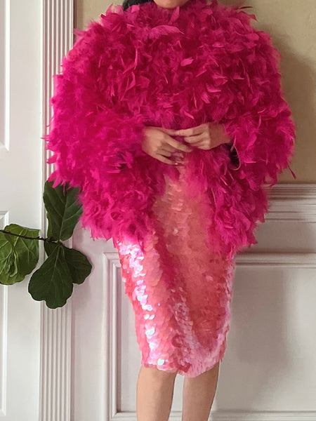 Vintage Hot Pink Feather Jacket - M | G O S S A M E R